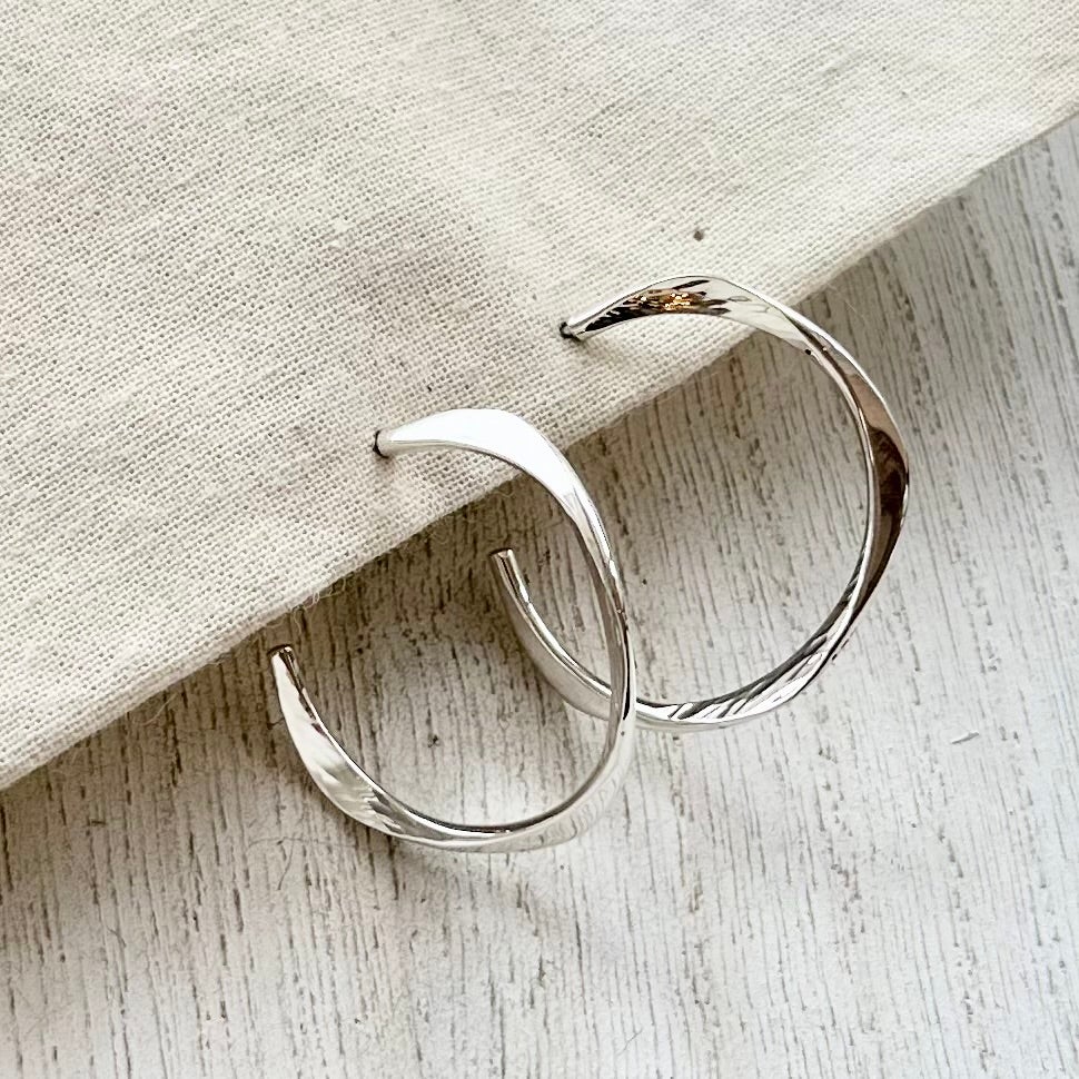 Large Silver Wavy Hoops | Valerie's Gallery